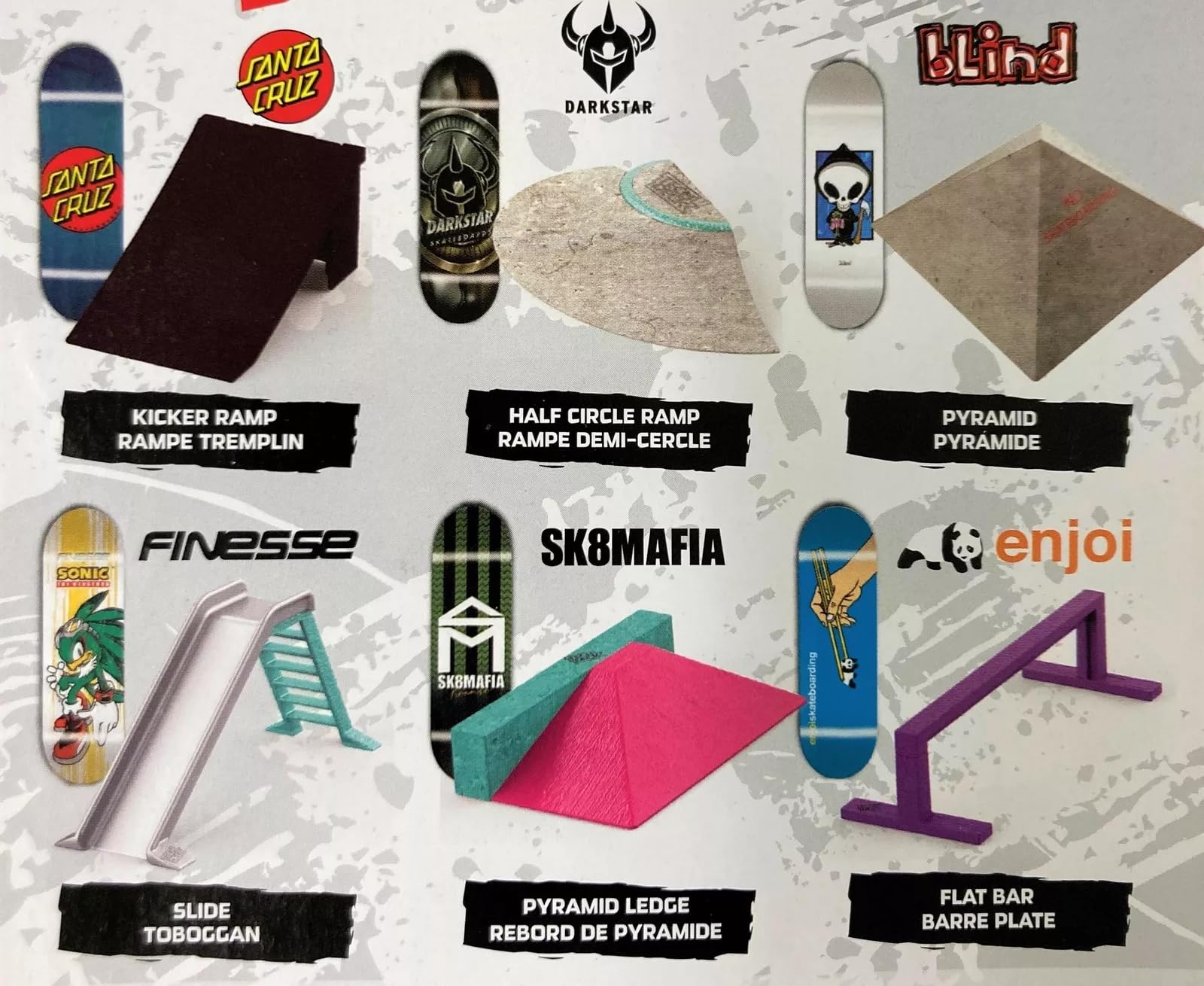 Tech Deck Street Hits 2021 Series Sk8mafia Skateboards Wes Kremer House Stripes Green Complete Fingerboard and Pyramid Ledge Obstacle