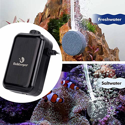 fishkeeper Aquarium Air Pump Fish Tank Aerator 2W/3W/4.5W/6W Ultra Quiet Adjustable Oxygen Pump Fish Tank Air Pump for 5-100 Gallon Tank