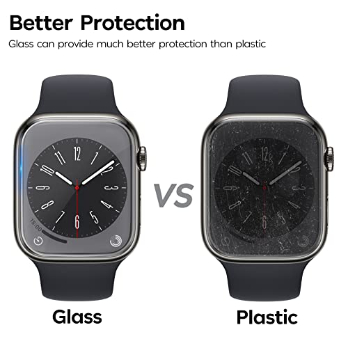 Mowei 3-Pack for Apple Watch Series 8/7 Screen Protector 45mm, 9H Tempered Glass 3D Full Coverage Bubble Free Waterproof Infinite HD Shield for Apple Watch 7/8 45mm (2022)