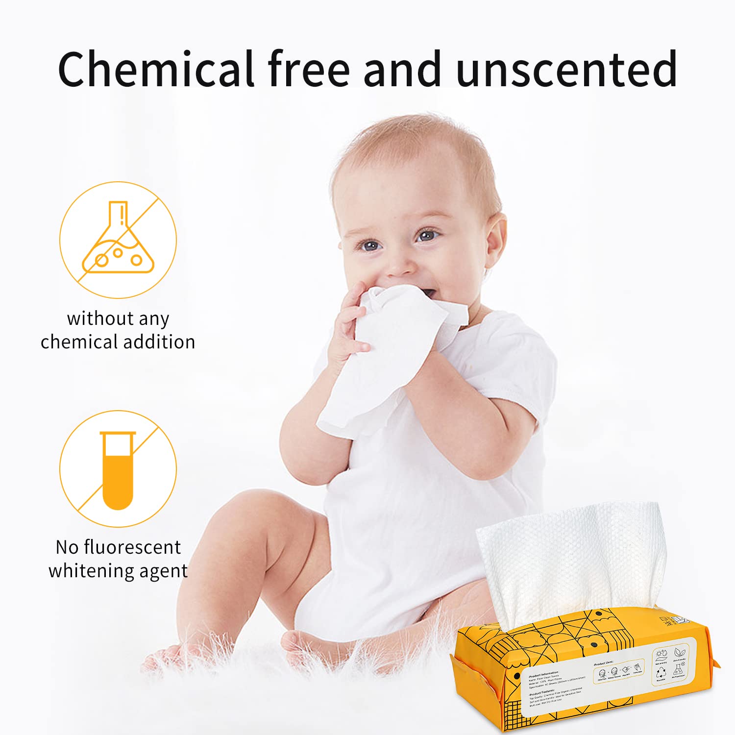 Disposable Face Towel, Facial Tissues, Wet Dry Face Cloths, Biodegradable Clean Towels, Makeup Remover Wipes Ultra Soft for Sensitive Skin, Extra Thick for Cleansing, Skincare and Makeup Removing