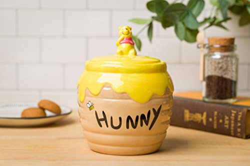 Silver Buffalo Disney Winnie the Pooh Honey "Hunny" Pot Sculpted 3D Hand Painted Ceramic Snack Cookie Jar (Small)