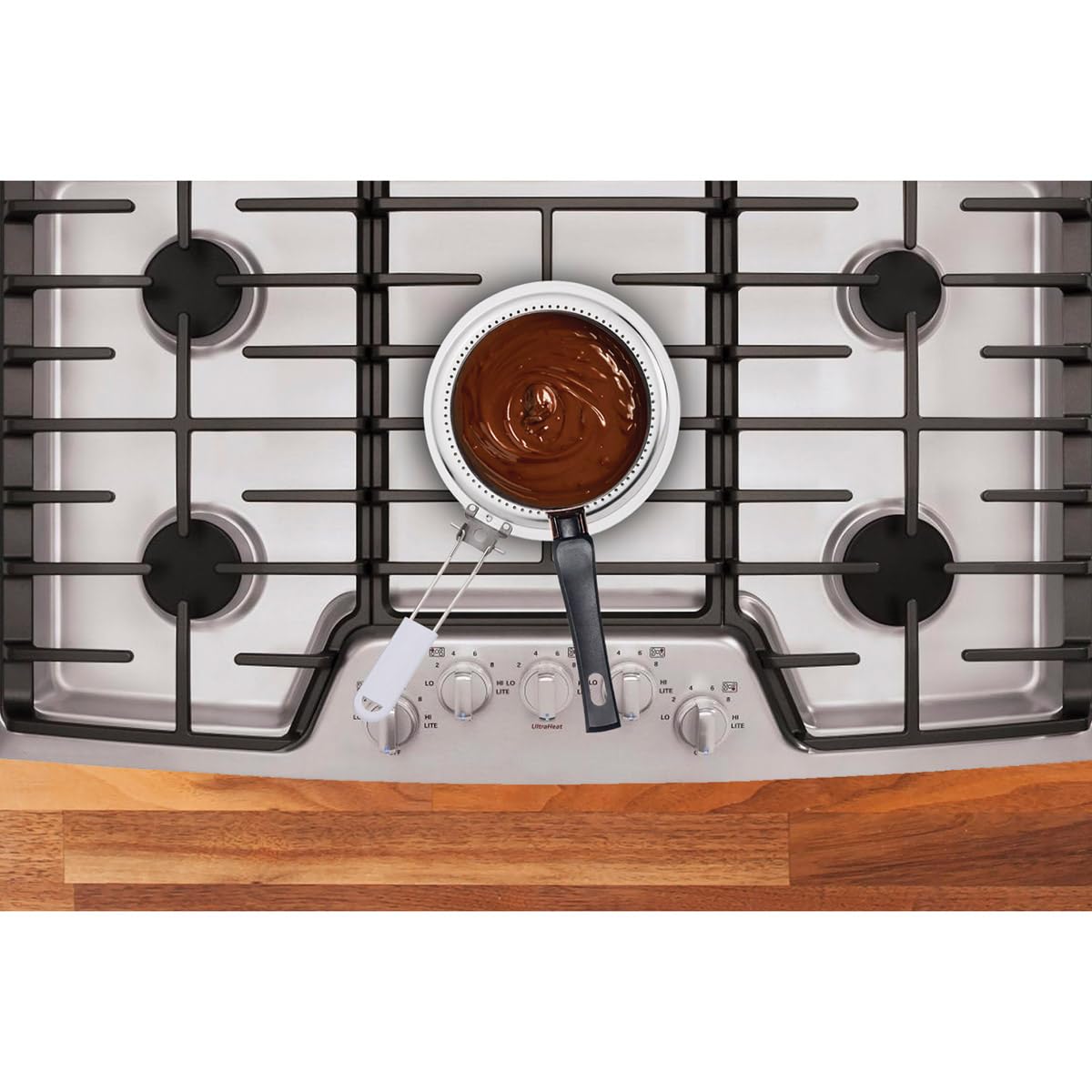 HIC Kitchen Heat Diffuser Reducer Flame Guard with Removable Handle, Stainless Steel