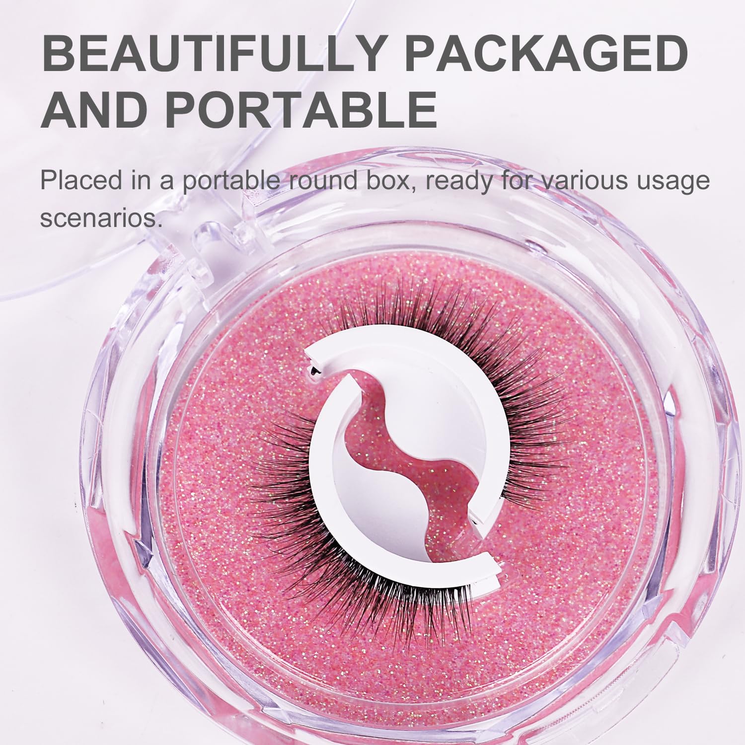 CLTJMM Self Adhesive Eyelashes, Reusable Adhesive Eyelashes, Self Adhesive Eyelashes Reusable Self Sticking, Natural Lashes False Eyelashes Natural Look, No Glue Eyelashes Easy to Wear (2 Pairs)