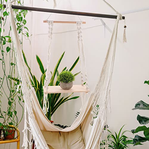Garneck Home Decor Wall Mounted Shelves Macrame Wall Hanging Shelf Handmade Macrame Shelf Woven Hanger for Plants and Decor Hanging Bohemian Shelf Plants Decor Decoraciones para Salas De Casa