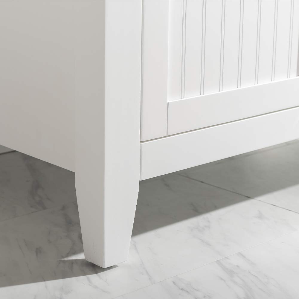 Luca Kitchen & Bath LC36VWW Balboa 36” Single Bathroom Vanity Set in Pure White with Carrara Marble Countertop and Farmhouse Sink