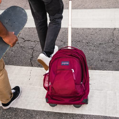 JanSport Driver 8 Rolling Backpack and Computer Bag - Durable Laptop Backpack with Wheels, Tuckaway Straps, 15-inch Laptop Sleeve - Premium Bag Rucksack -Russet Red