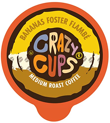 Crazy Cups Flavored Coffee for Keurig K-Cup Machines, Bananas Foster Flambe', Hot or Iced Drinks, 22 Single Serve, Recyclable Pods