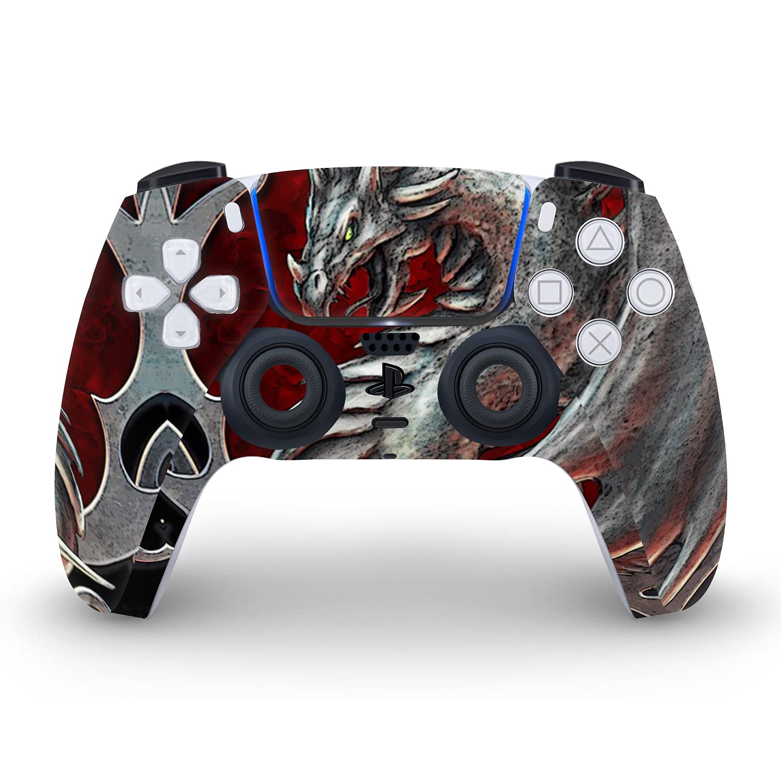 Talisman Silver Art Mix Matte Vinyl Faceplate Sticker Gaming Skin Case Cover Compatible with Sony Playstation 5 PS5 Digital Edition Console and DualSense Controller
