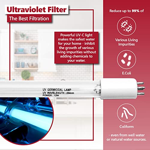 Express Water β UV Ultraviolet Direct Water Filtration System Replacement Filter Set β 4 Filters with Carbon (GAC, ACB) and Sediment (SED) and UV Ultraviolet Bulb β 10 inch Size Water Filters