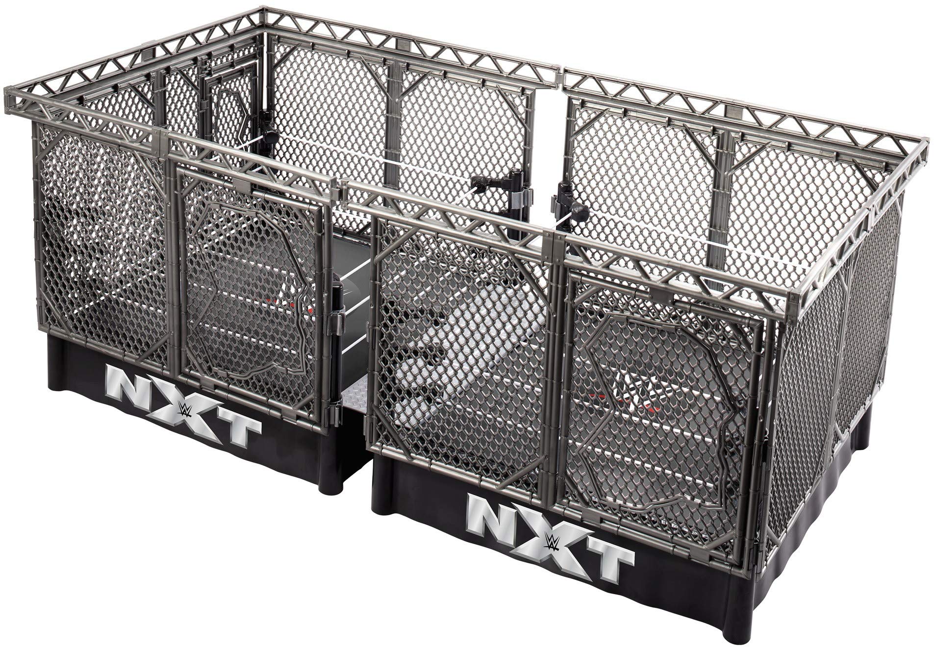 WWE MATTEL NXT Takeover War Games Playset with 2 NXT Rings, 2 Connecting Cages with Breakaway Pieces, 2 Ladders, Chair, Table & More; for Ages 6 Years