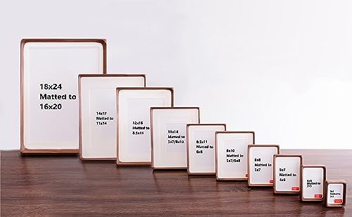 Natural Wood Photo Frames Inspired Tabletop Picture Frame with Mat, Vertical or Horizontal Display (Teak, 4x6 matted to 3x5)