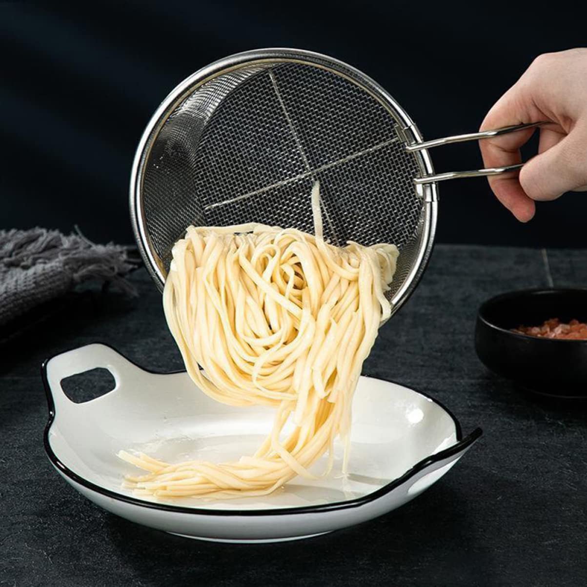 DEPILA Chip Rectangular Cm Gadgets Chips Cooking Chicken Spoon Fryer Fried Silver Deep Kitchen Fast Large Skimmer Handle Drain Pasta Wedges Mini Mesh Round Filtration Barbecue Utensil Baskets (Color