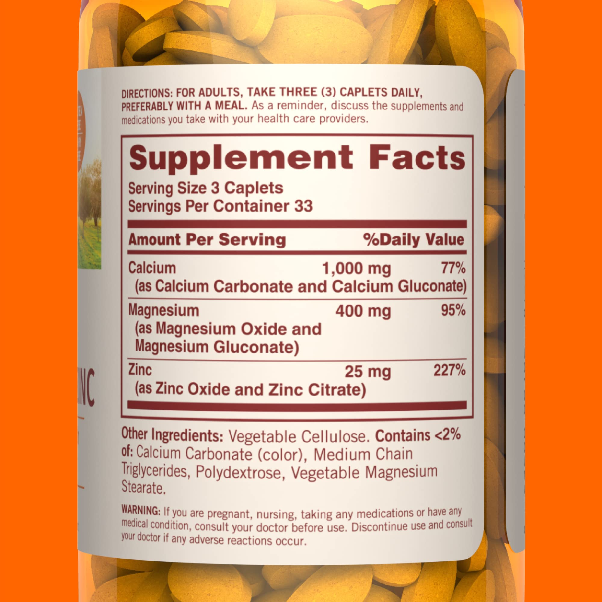 Sundown Calcium Magnesium Zinc, For Immune Support, Supports Bone And Nerve Health, 100 Caplets