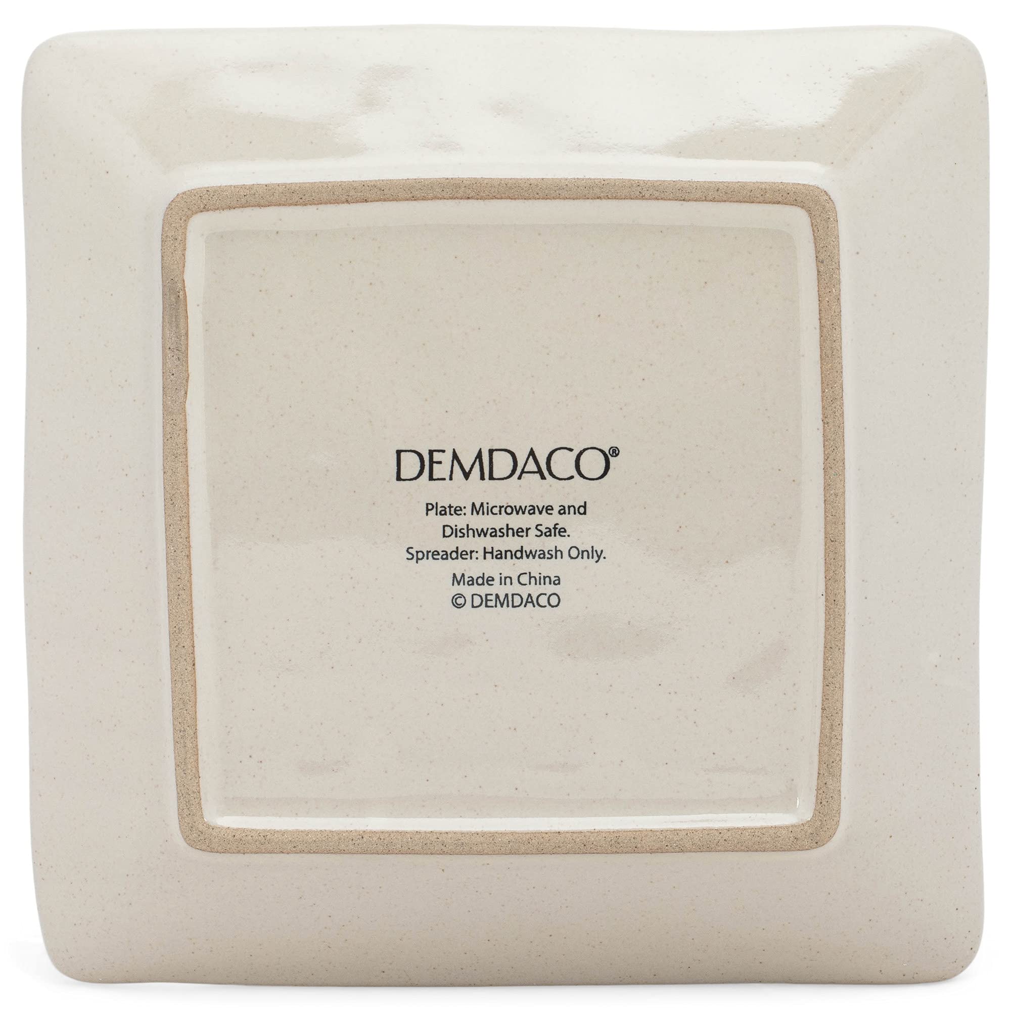 DEMDACO Life is Better at the Lake Blue 6 x 6 Stoneware Decorative Serving Plate with Spreader
