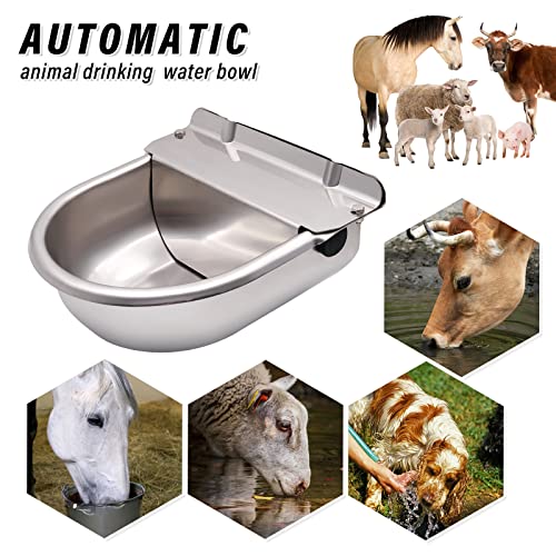 HHNIULI 2.5L/84.5oz Automatic Dog Waterer, 2 PCS 304 Stainless Steel Automatic Animal Drinking Water Bowl Trough Dispenser for Dogs Horses Cattle Sheep Goat Chicken β