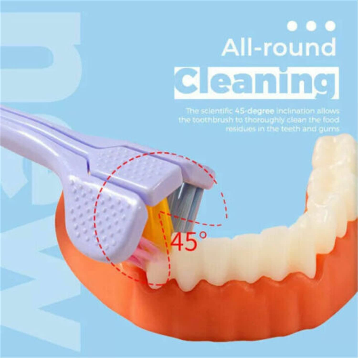 Endxedio Three-Sided Soft Hair Tooth Toothbrush,3 Sided Toothbrushes,U Shaped Toothbrush for Kids,Extra Soft Toothbrushes,Great Angle Bristles Clean Each Tooth,Soft and Gentle (2pcs, Purple)