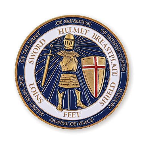 Defend The Faith Armor of God Coin, Religious Challenge Coins for Bible Study & Collectors, Shining Knight in Gods Armour, Motivational Commemorative Coin, Inspirational Scripture Token Gift