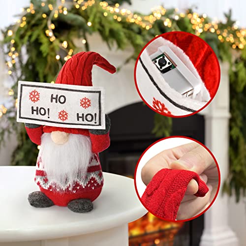 Mocoosy 2 Pack Lighted Christmas Gnome Plush Decorations, Handmade Swedish Tomte Gnome Ornaments with LED, Light Up Scandinavian Santa Elf Dolls Nordic Figurine for Holiday Xmas Table Tray Decor