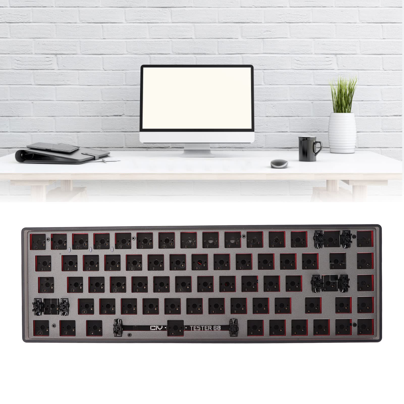 DIY Mechanical Keyboard Kit, 68 Keys Modular Mechanical Keyboard, Adopts Switch Hot Swap, 65 Percent Layout, Metal Positioning Plate, Custom Gaming Keyboard(Black)