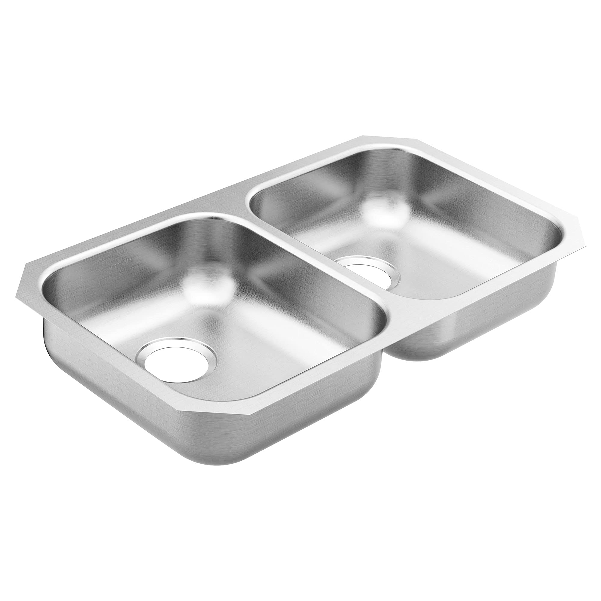 Moen GS18215B 1800 Series 31.75-inch 18 Gauge Undermount Double Bowl Stainless Steel Kitchen Sink Rear Drain, Satin Stainless