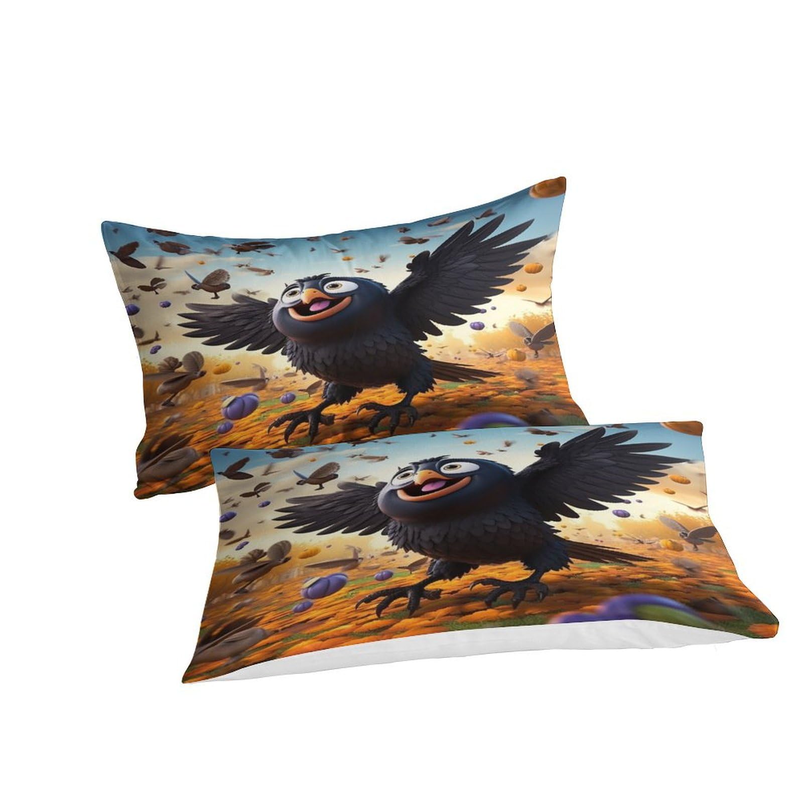 ESSAHI Raven 3D Printed Crow Bedding Set Comforter Covers Quilt Cover Duvet Cover with Pillowcases for Childrens and Adults Microfiber 3 Pieces with Zipper Closure Queen(228x228cm)