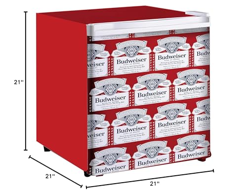CURTIS FR103BUD Budweiser, Mini Fridge with Freezer - 1.6 Cu Ft Compact Small Beverage Drinks Refrigerator with Reversible Doors - Perfect for Office, Home, Dorm, or Games Room