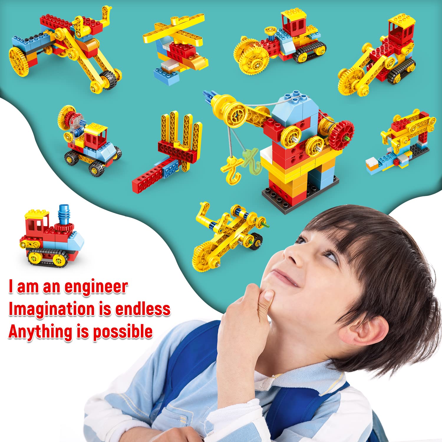 STEM Building Toys for Kids, 10Model Preschool Educational Learning Toys with Storage Box, Construction Engineering Erector Set Preschool Learning Toy,Birthday Gift for Boys Girls 3+ (96Pcs)