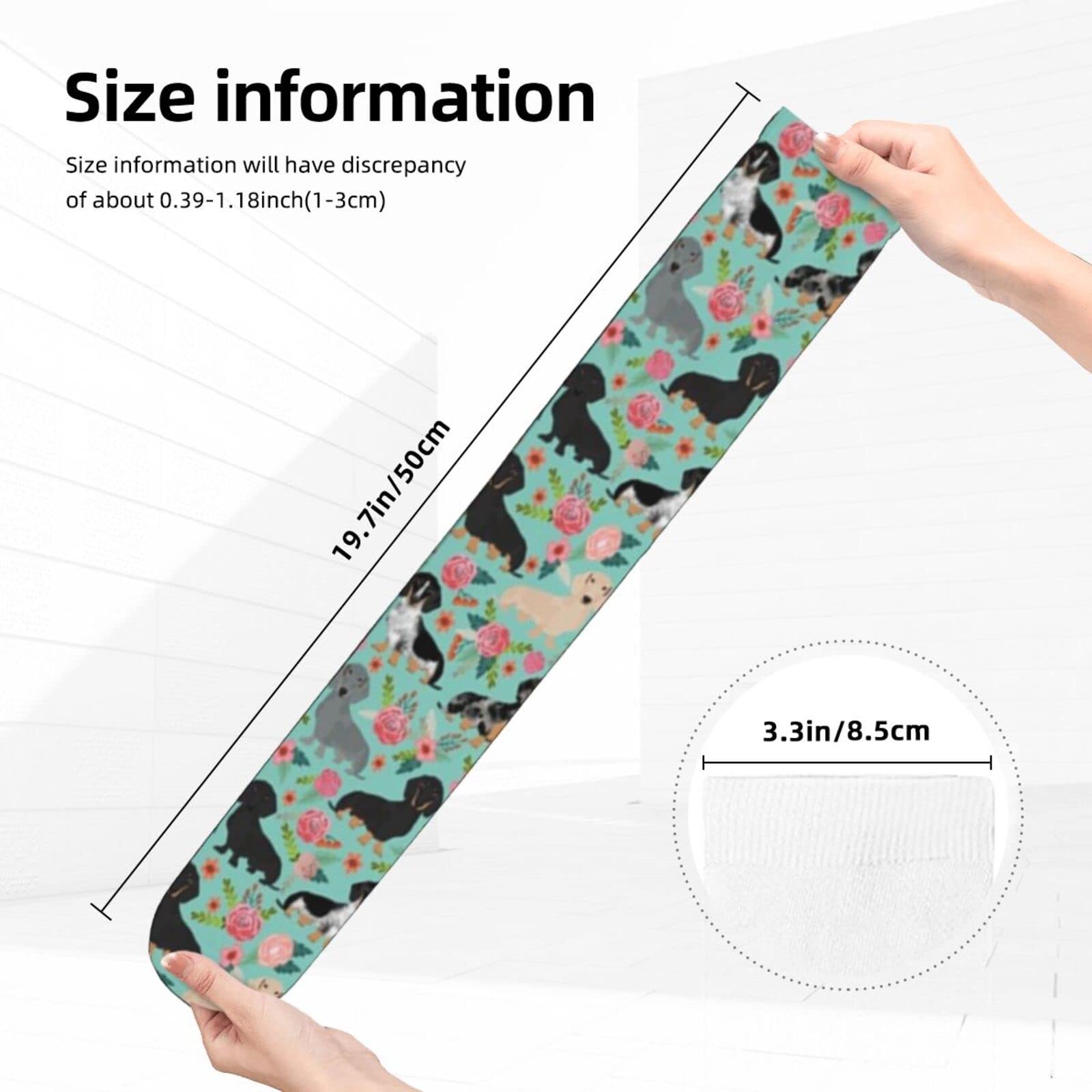 chegna Dachshunds Florals Compression Socks for Women & Men Circulation 15-20 mmHg is Best Support for Athletic Running Cycling, White, 10463