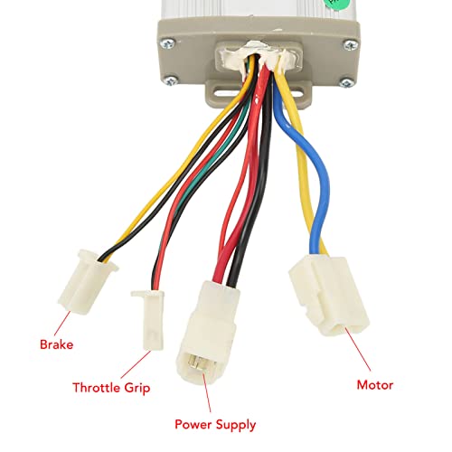 DAUERHAFT Bike Speed Controller Kit, Brushed Controller Kit Sensitive Braking Aluminum Alloy Shell 48V 800W Rubber Throttle Grip Lock for Tricycles