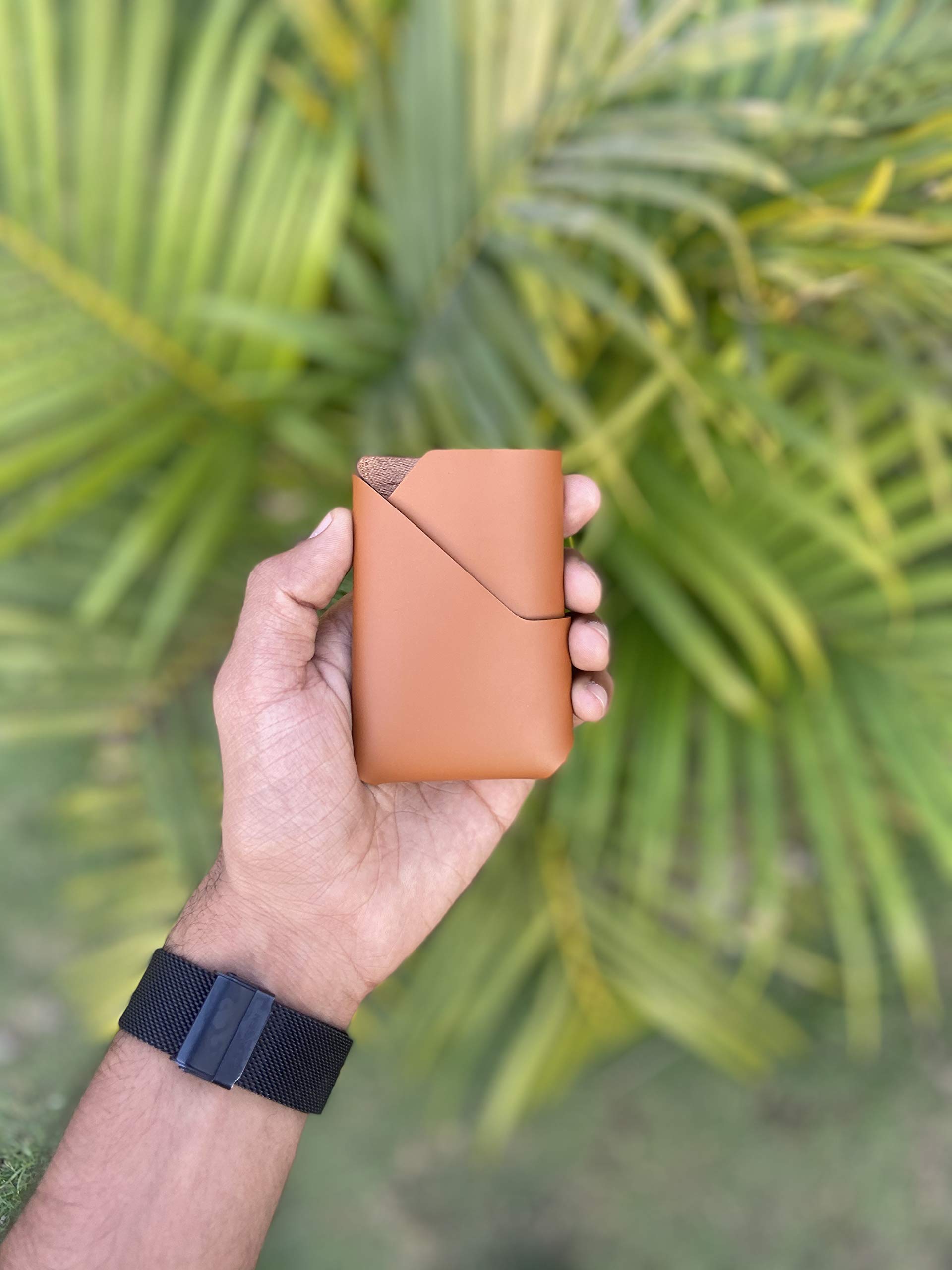 RUBAB MEN Premium Vegan Leather Minimalist Wallet Cum Card Holder (Tan)