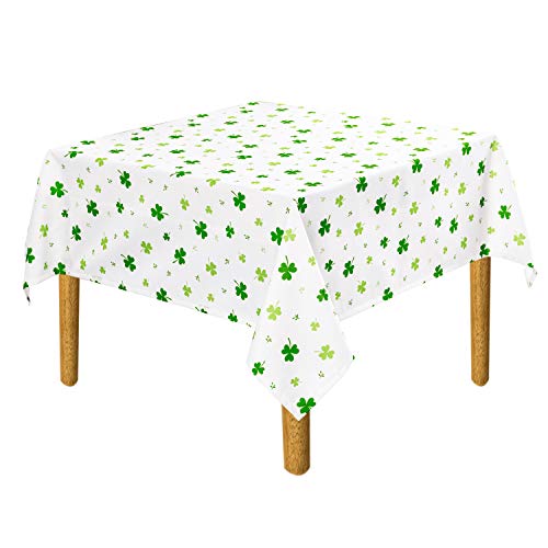 Hiasan Waterproof St Patricks Day Tablecloth Square, 52 x 52 Inch - Washable Shamrock Fabric Table Cloth for Spring and Outdoor Use