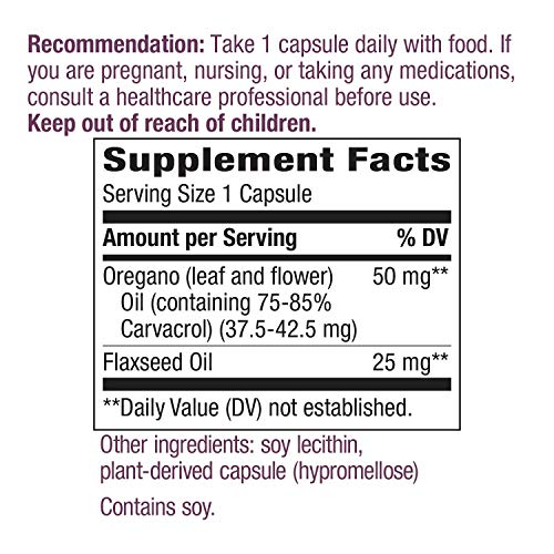 Nature's Way Oregano Oil 75-85% Carvacrol per Capsule, Vegetarian, 60 Vegetarian Capsules (2 Pack)