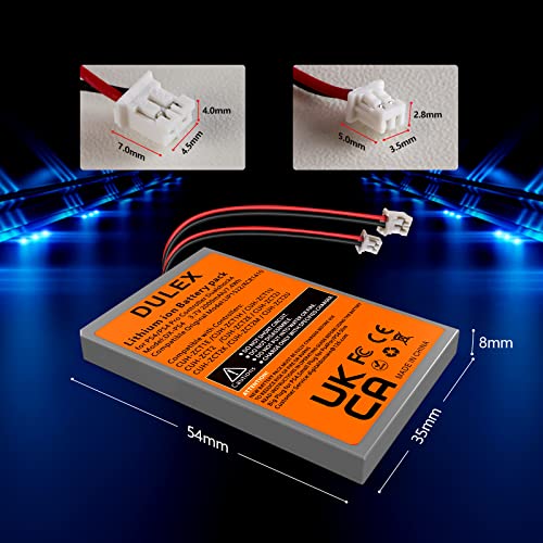 DULEX 3.7V 2000mAh LIP1522 Replacement Battery with Big and Small Plug for Playstation 4 PS4 Dualshock 4 Wireless DX-PS4 0