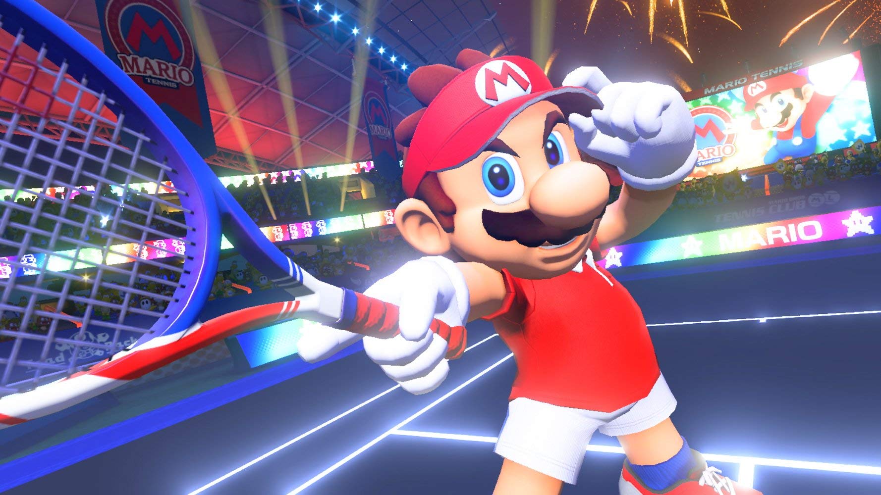 Nintendo Switch System Console , Neon Blue & Neon Red with Mario Tennis Aces & 1-2-Switch (Renewed)