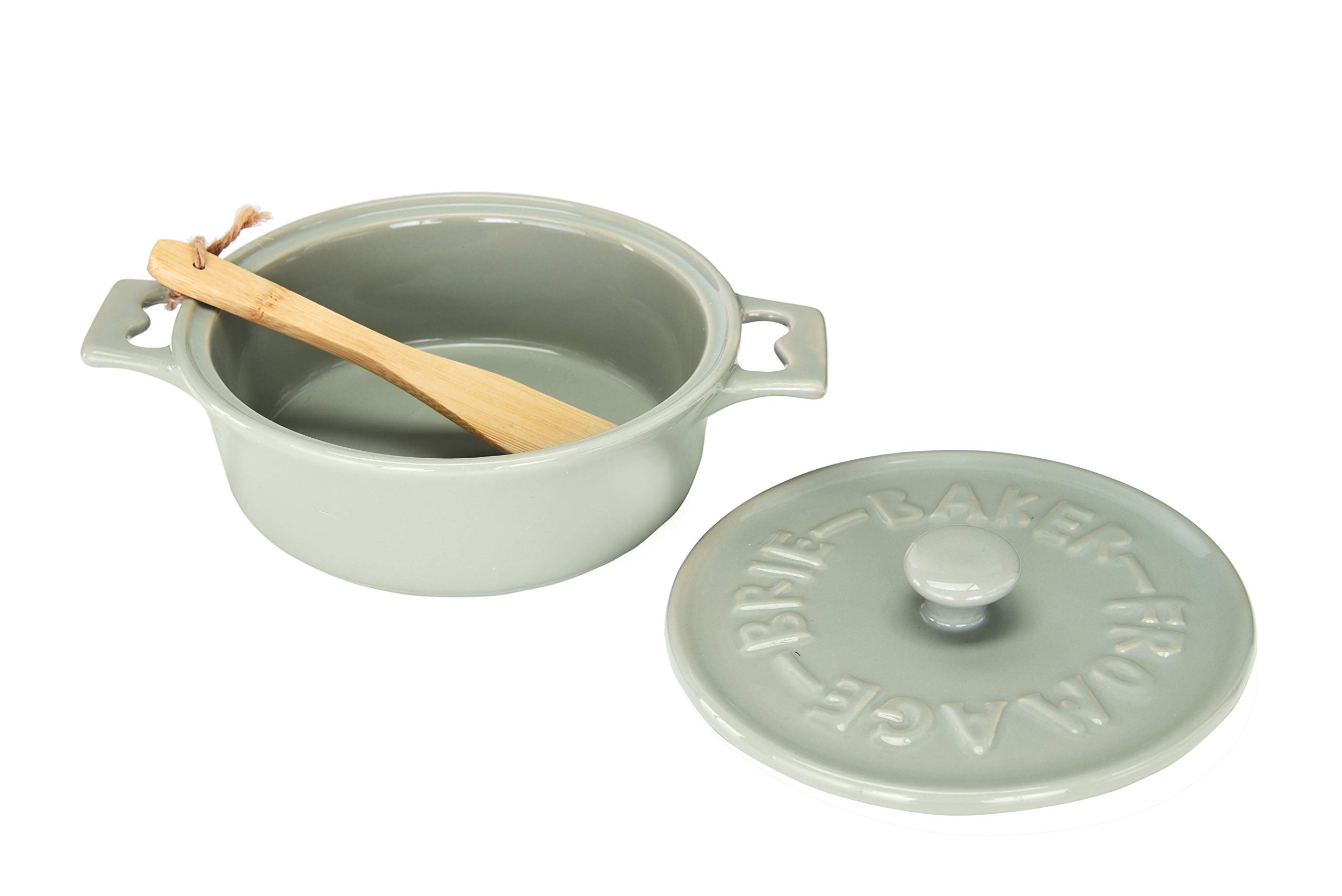 Creative Co-Op Brie Bakers with Lids & Wood Spreaders (Set of 2 Colors)