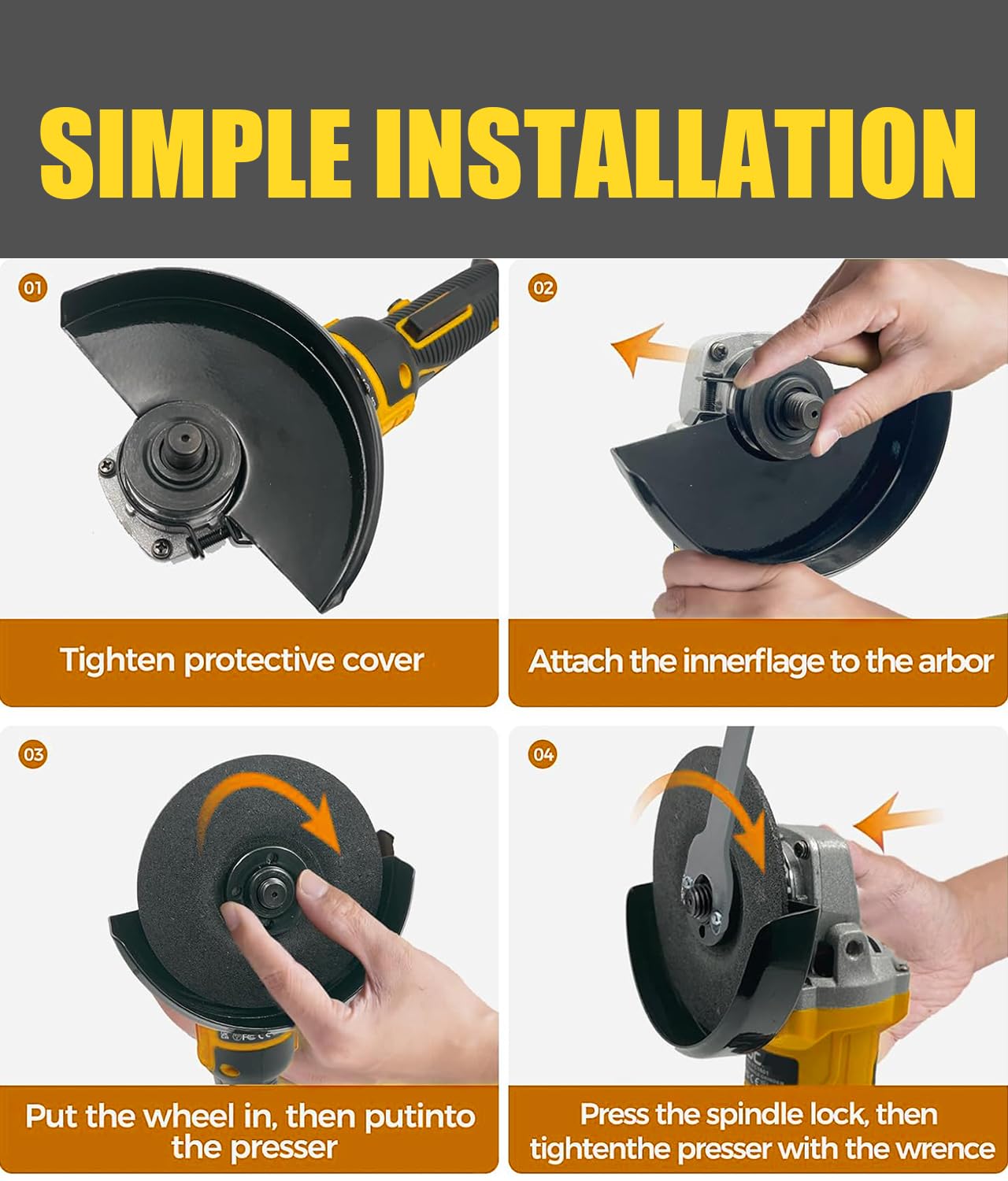 Cordless Angle Grinder for Dewalt 20V Battery, 11000 RPM Electric Brushless Motor, 3 Variable Speeds Grinders 4-1/2" Angle Grinder for Cutting, Griding, Polishing (Tool Only)