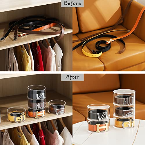 MESAILUP Belt Rack Organizer 3 Layers Acrylic Display Case with Magnet Storage Holder for Accessories like Watches, Jewelry, Makeup, Bracelets, Rings, Craft Toy & Tie