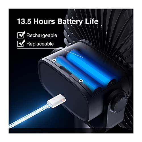 GaYouny Portable Fan for Home Office Desk Table Clip Fan Battery Rechargeable Silent Fans Ventiladores Beatirce (Color : B)