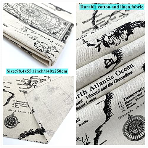 LOONELO World Map Cotton Linen Tablecloth,Antique Map Printed Tablecloth,Washable Retro Style Rectangle Table Cover for Dinner,Party,Picnic,Home Decor (55.1X98.4 inch)