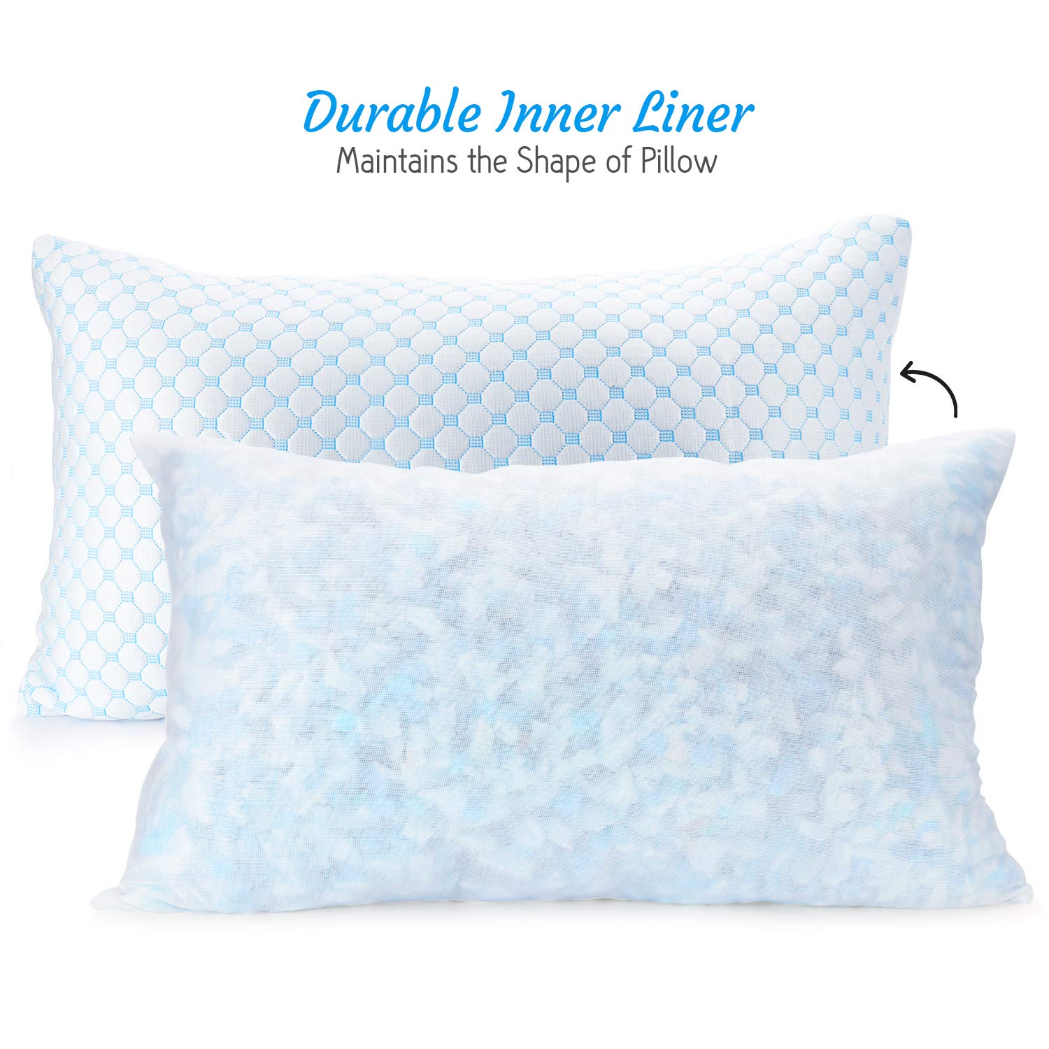 Clara Clark Cooling Pillows for Sleeping - Memory Foam Pillows - Luxury Gel Pillow with Reversible Cover Cool to Velvety - Breathable Bed Pillows for Side Sleepers - King - 18 x 36-2 Pack