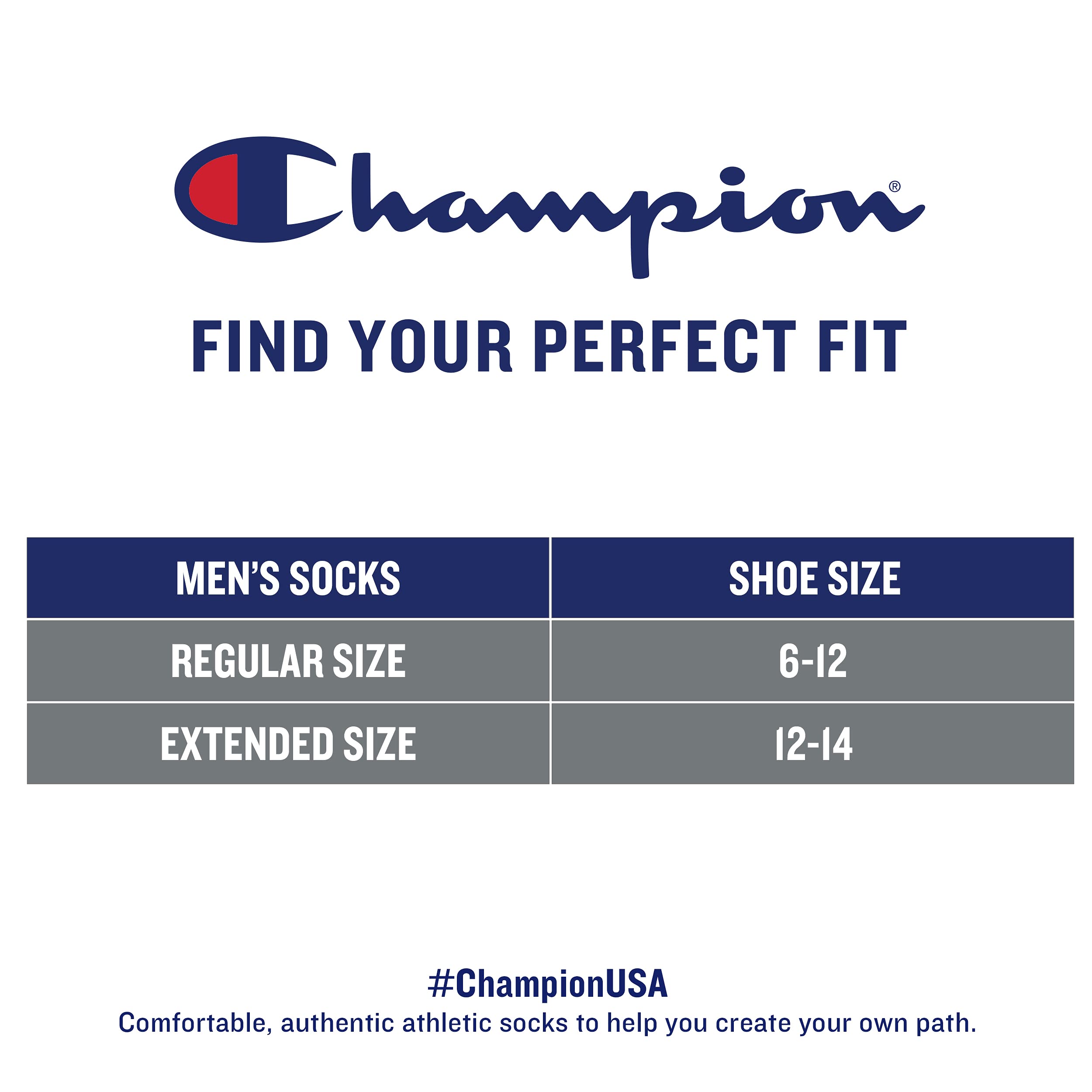 Champion mens Champion Men's Double Dry 6 Or 12 Pack Cotton-rich No Show Running Sock, Black (12 Pack), US