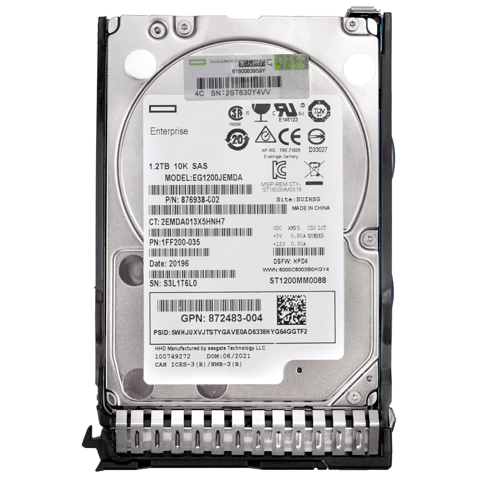 Enterprise Hard Drive Replacement for 872479-B21 Compatible with HPE 1.2TB 10K 12G SAS DS G9 G10 872737-001 876938-002ļ¼with Trayļ¼