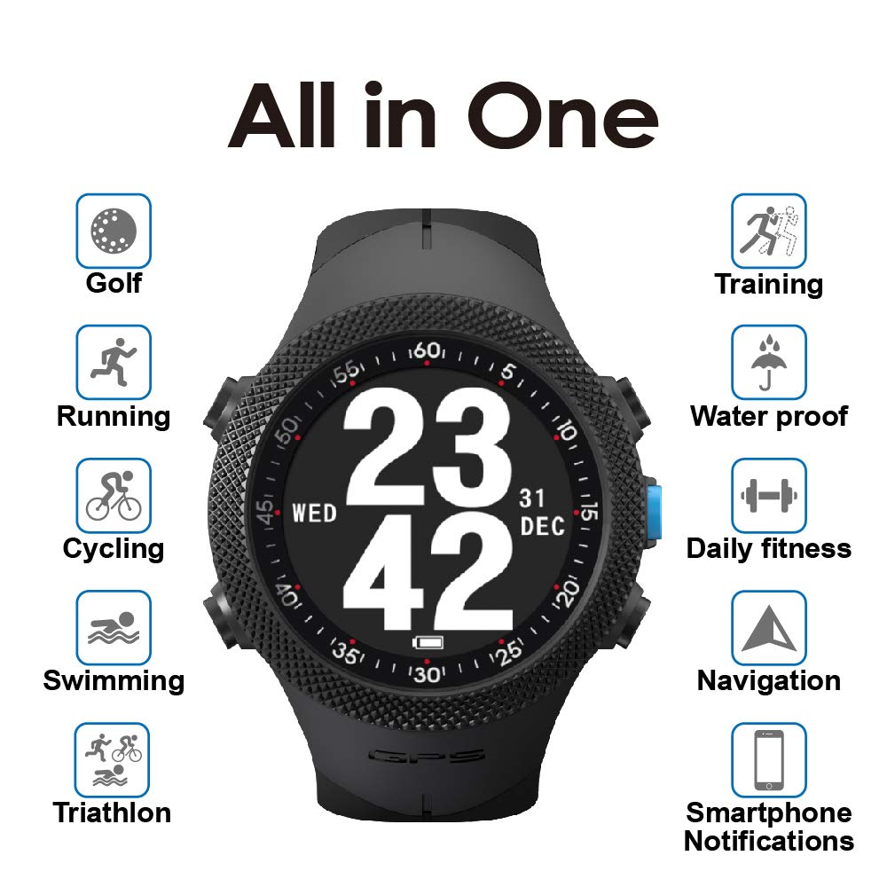 CANMORE TW-203 Multi-Sport GPS Golf Watch - 38,000+ Worldwide Golf Courses Preloaded - Activity Tracker for Running, Cycling, etc. - Knurled Metal Bezel and Rugged Design