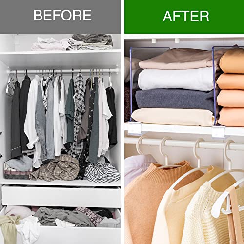 Fixwal 12pcs Shelf Dividers for Closet Organization Acrylic Shelf Divider for Wooden Shelving, Wood Shelf Organizer for Closet, Bedroom, Kitchen and Office