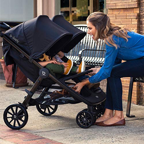 Britax B-Lively Double Stroller, Dove - Adjustable Handlebar + Easy Fold + Large UV50 Canopy