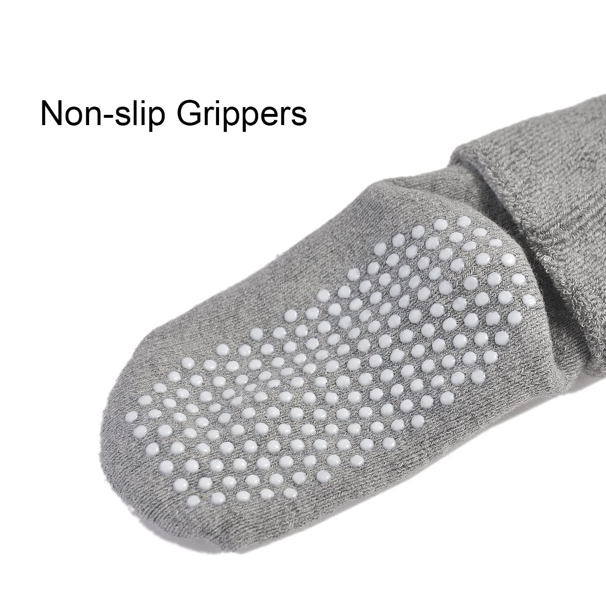 EPEIUS Baby Socks Toddler Non-slip Socks Thick Cotton Crew Socks with Grips Soft Warm Socks 2-4T Boys Girls Black White Blue 6 Pack (Size M)