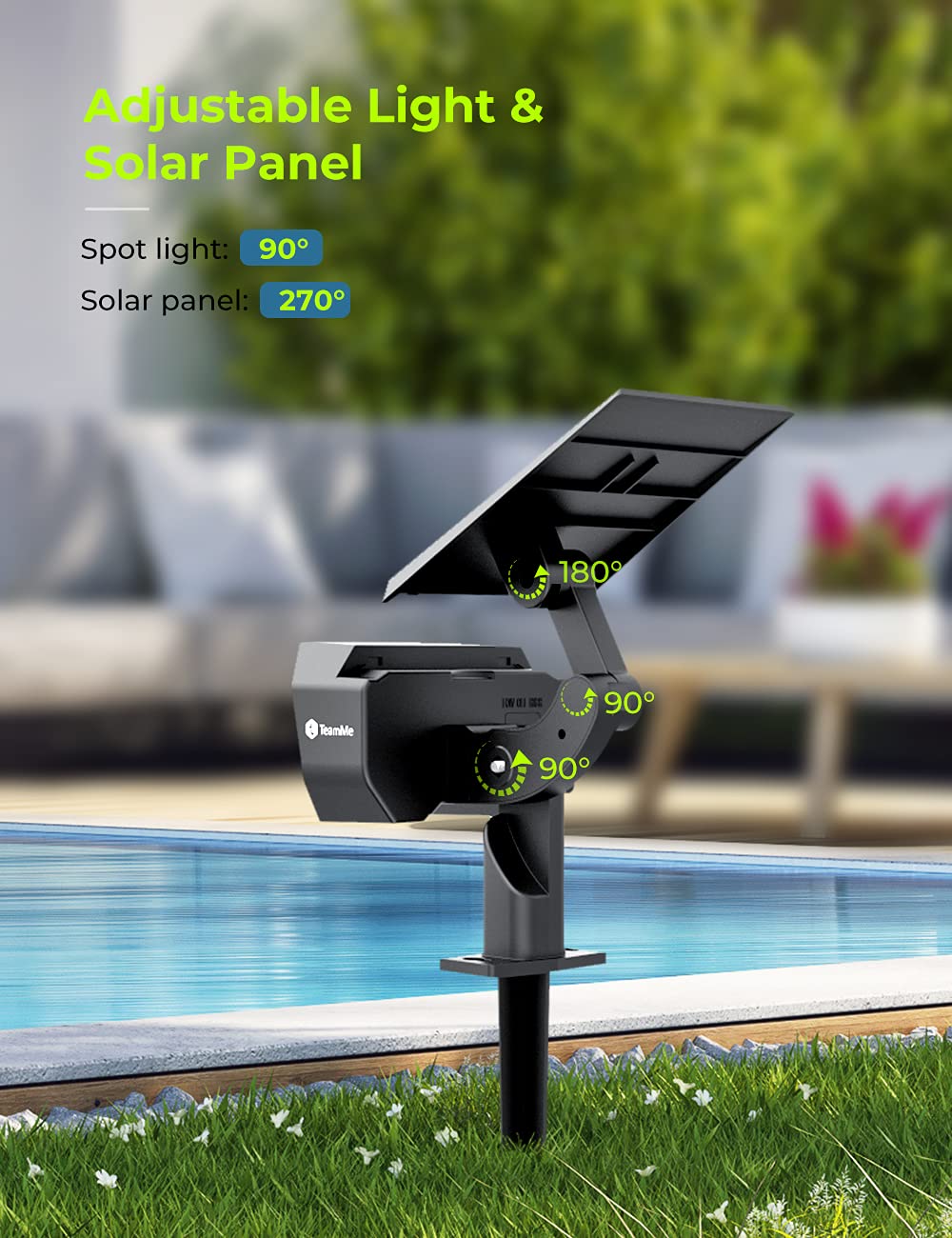 TeamMe 35 LEDs Solar Outdoor Lights, 2-in-1 Upgraded Solar Powered Landscape Spot Lights, Auto On/Off Wall Light for Garden Yard Driveway Pool, IP67 Waterproof Solar Flood Spotlights, 2 Packs