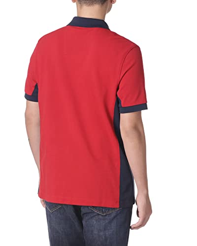 Nautica Men's Short Sleeve Color Block Performance Pique Polo Shirt, Red, X-Large
