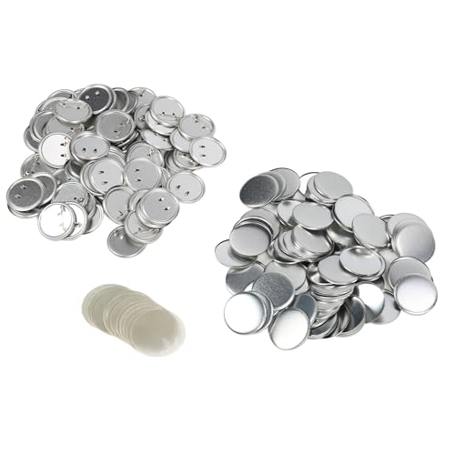 Button Badge Parts Set, Metal 100 Sets Rust Proof DIY Supplies Pin Back Button Parts for Button Making Machine (44MM)