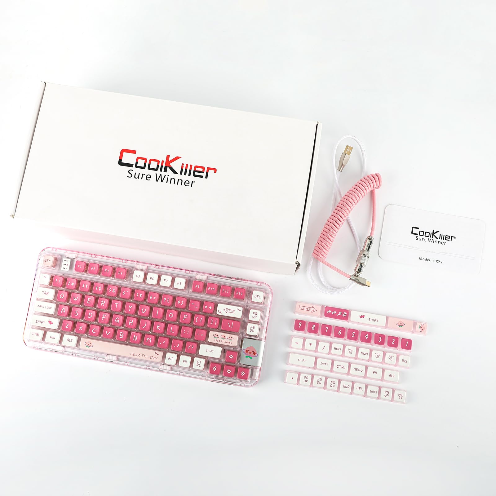 EPOMAKER CK75 75% Transparent Gasket Hot Swap Bluetooth/2.4Ghz Wireless/Type-C Wired Gaming Keyboard with South-Facing RGB, KSA Profile PBT Keycaps, Compatible with Win/Mac/Android…